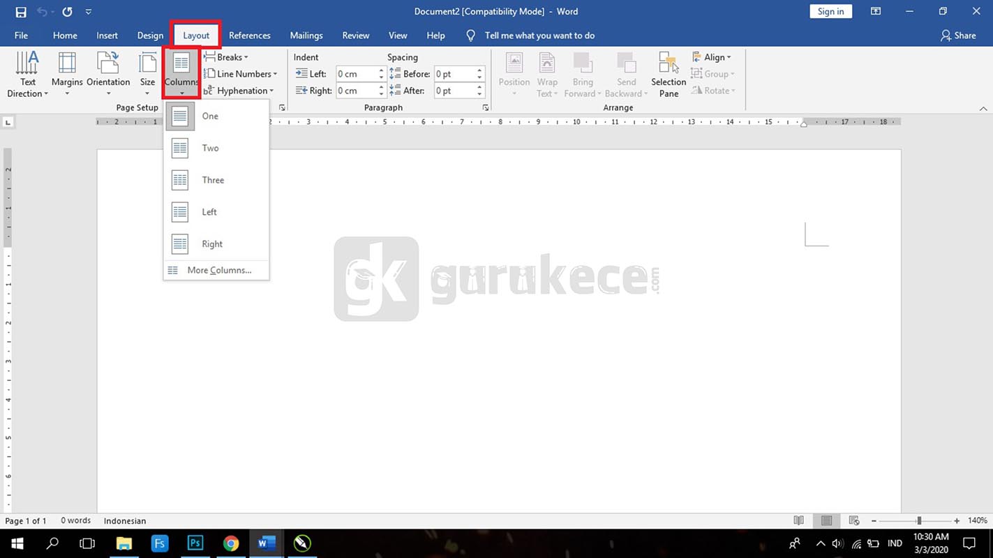 Cara Membuat Kolom di Word – gurukece.com